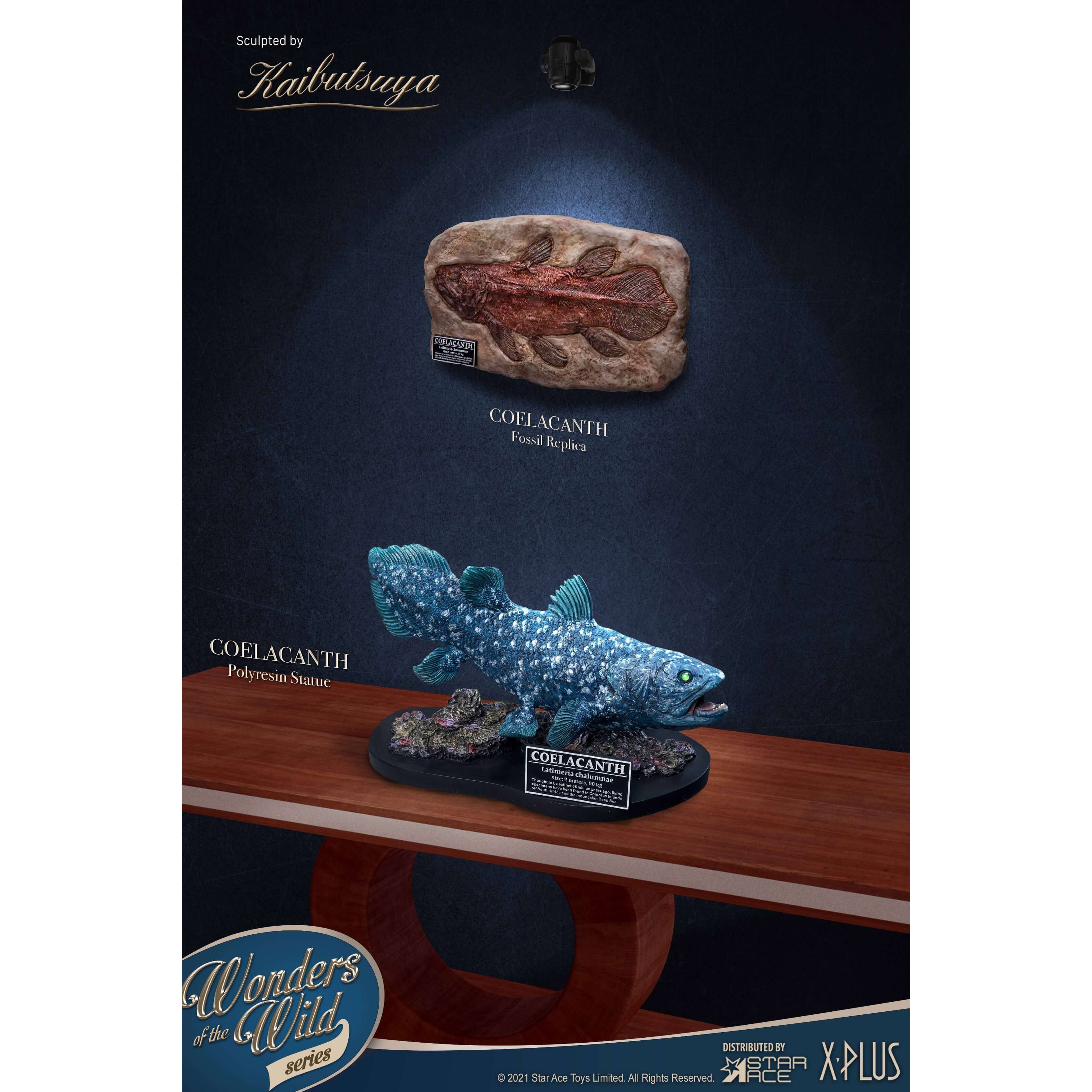 Deluxe Coelacanth 11-Inch Polyresin Statue & Fossil Plaque